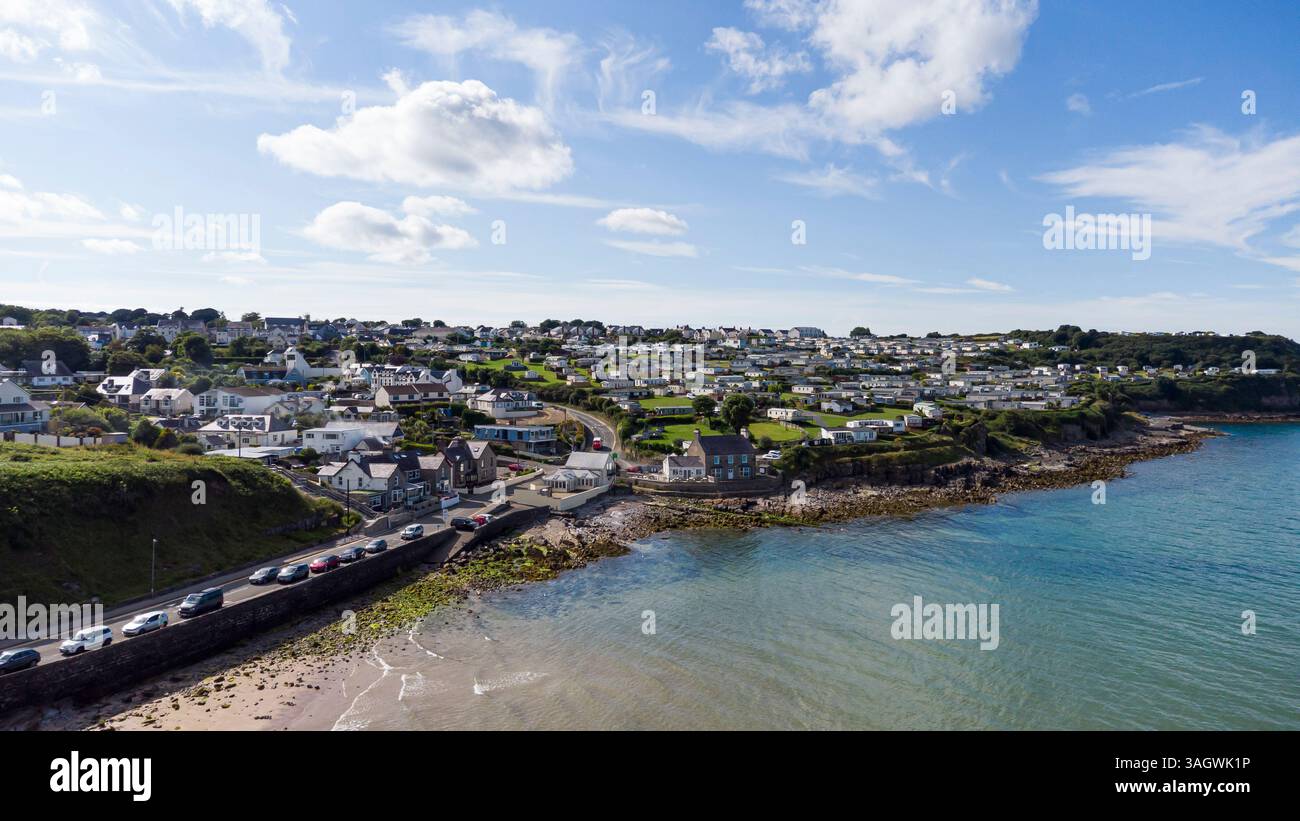 Drone photography of the coastal town of Benllech, Anglesey, Wales, UK ...