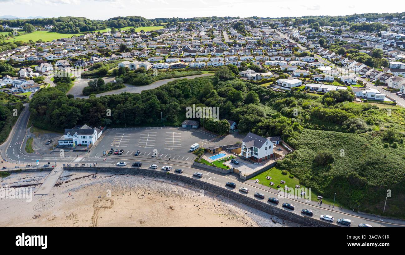 Drone photography of the coastal town of Benllech, Anglesey, Wales, UK ...