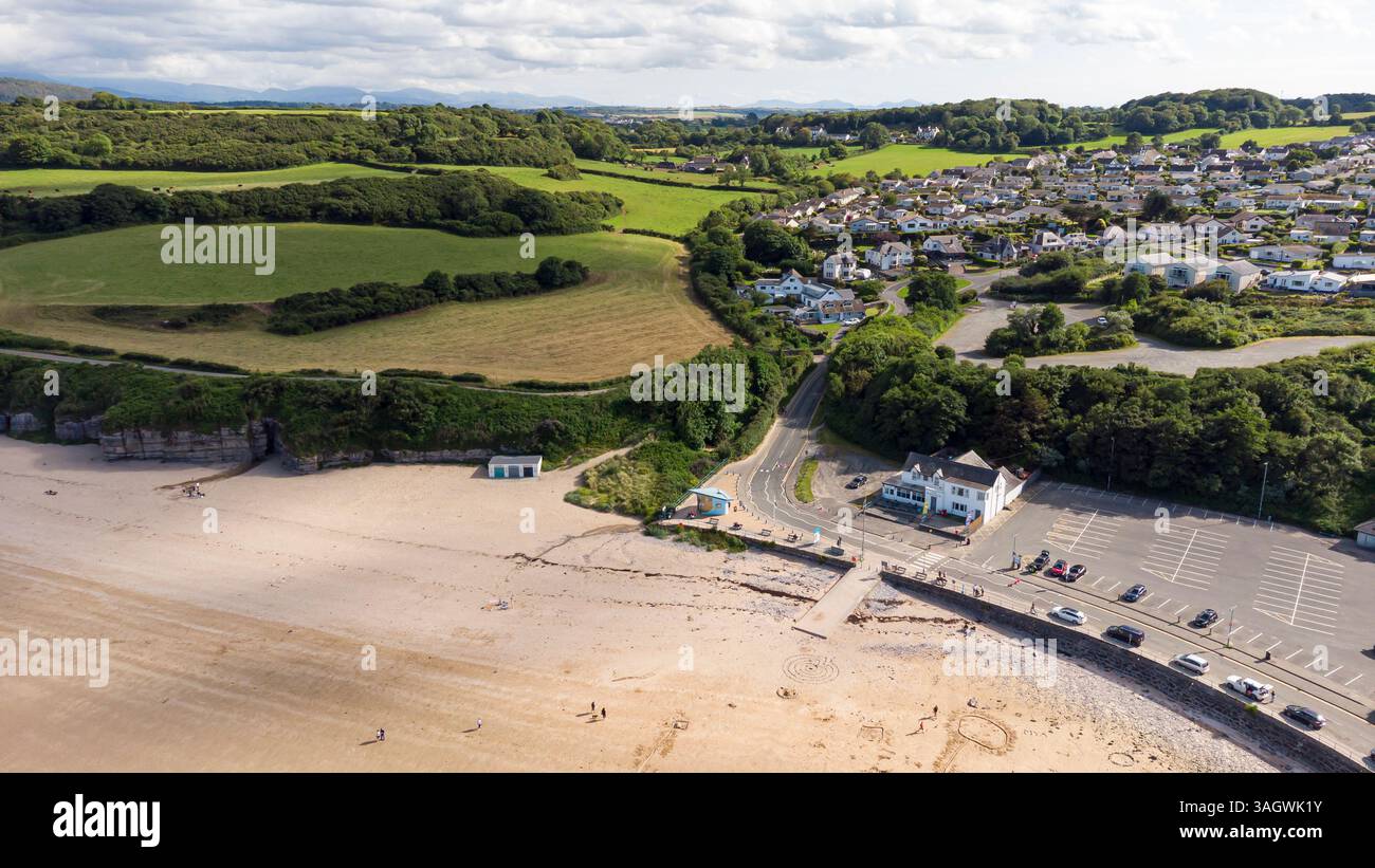 Drone photography of the coastal town of Benllech, Anglesey, Wales, UK ...