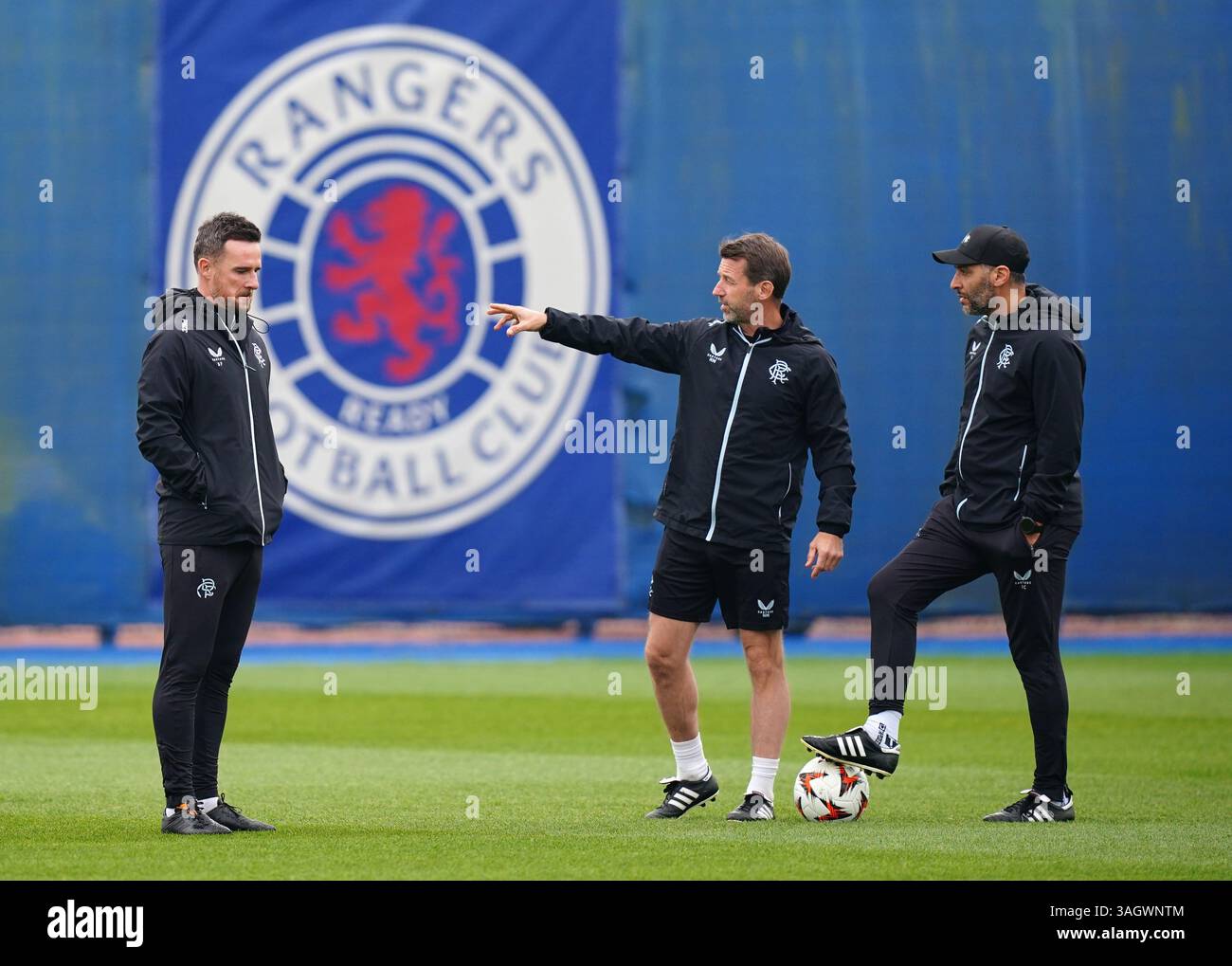Rangers interim manager Barry Ferguson (left), and assistant managers ...