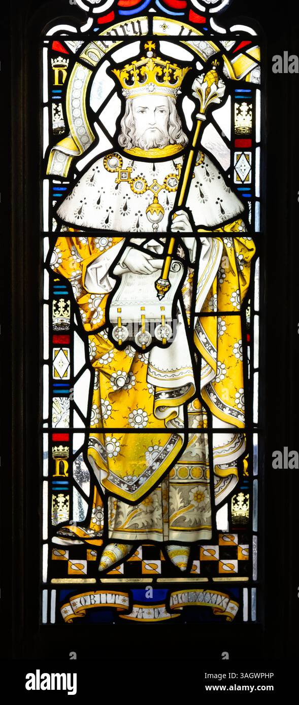 Stained glass window depiction of King Henry II, 1133-1189, Bristol ...