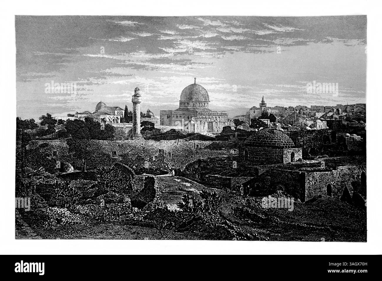 Engraving of the Ruins of the Pool of Bethesda and the Church of Saint ...