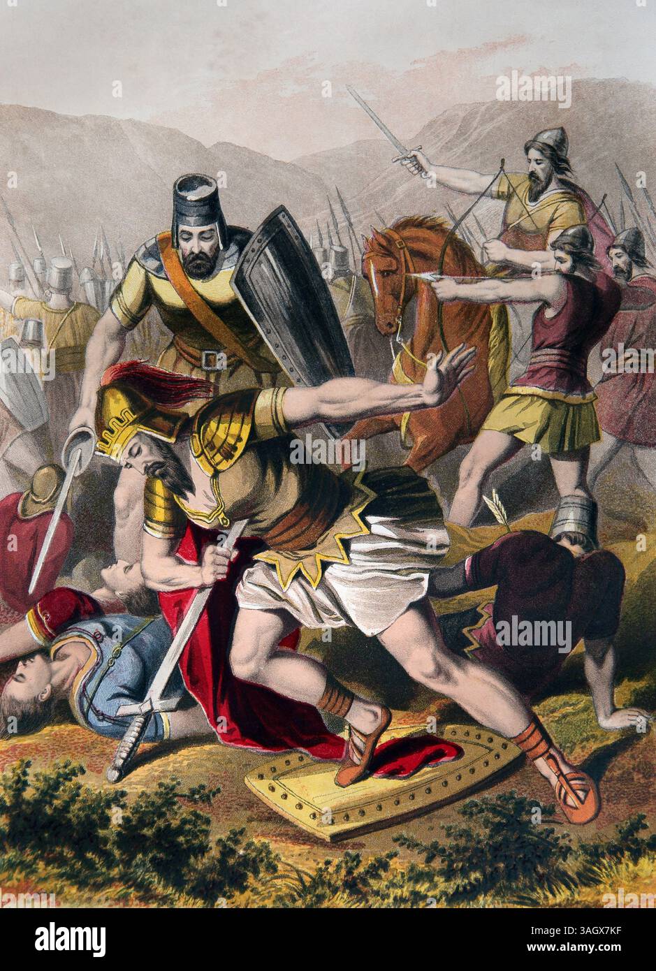 Illustration of the Death of Saul (Samuel) in the Battle against the ...