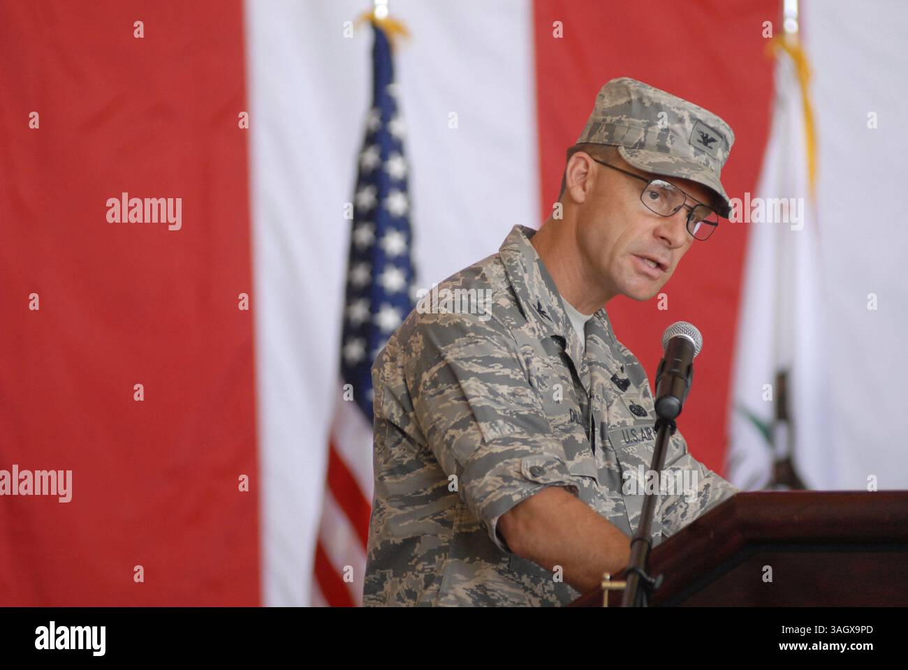 Brig. Gen. (select) Mark Dillon speaks during the 60th Air Mobility ...