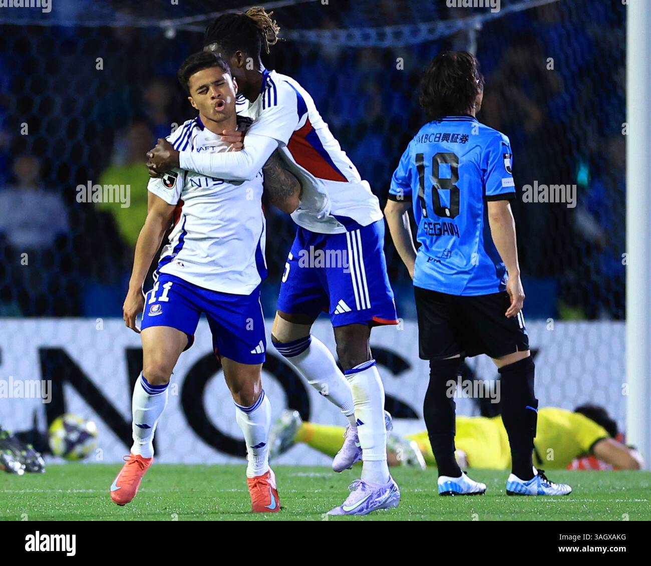 Yan Matheus Santos Souza of Yokohama F. Marinos reacts after scoring in ...