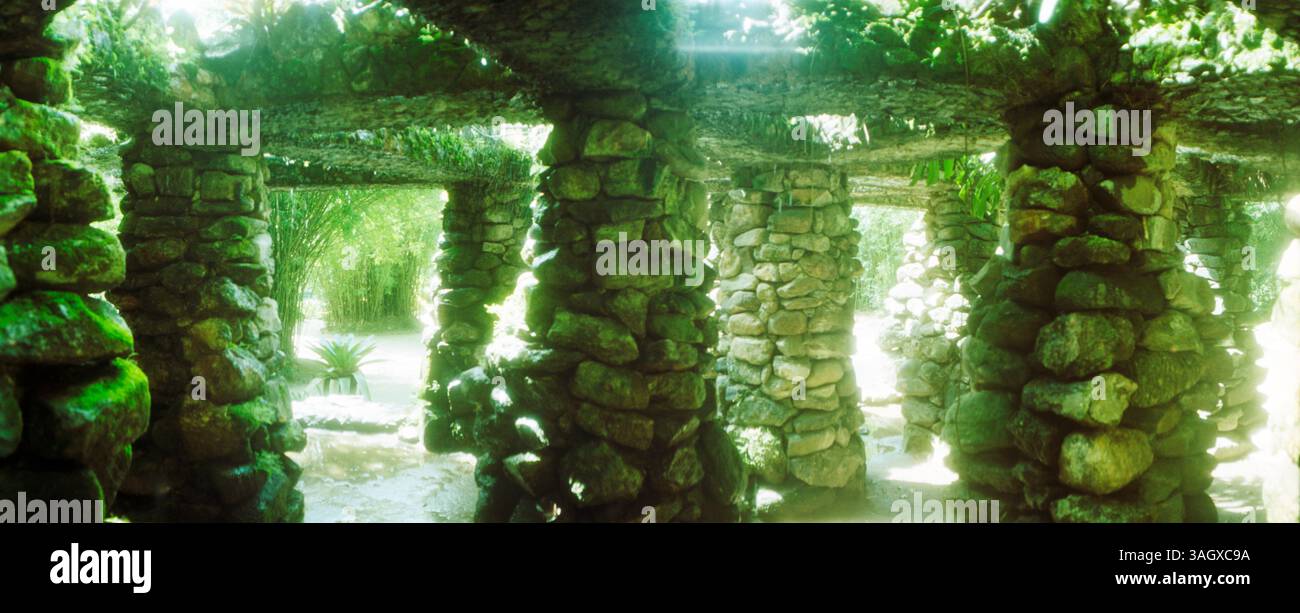 Stone canopy in the botanical garden, Jardim Botanico, Zona Sul, Rio de ...