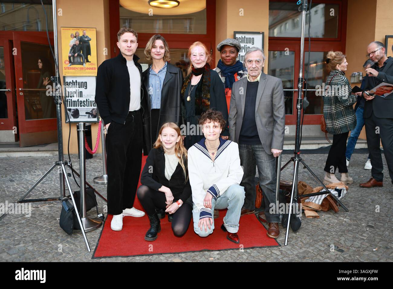 BERLIN, GERMANY - April 8 : (back left to right) Max Hubacher, Svenja ...