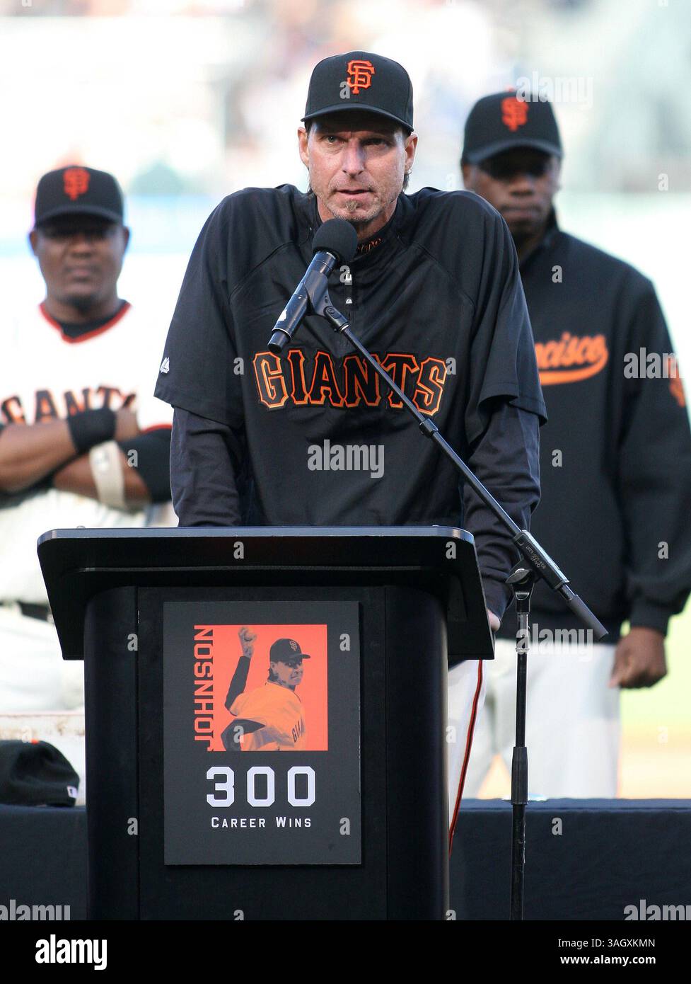 June 20, 2009: Randy Johnson being honored for his 300th win prior to ...