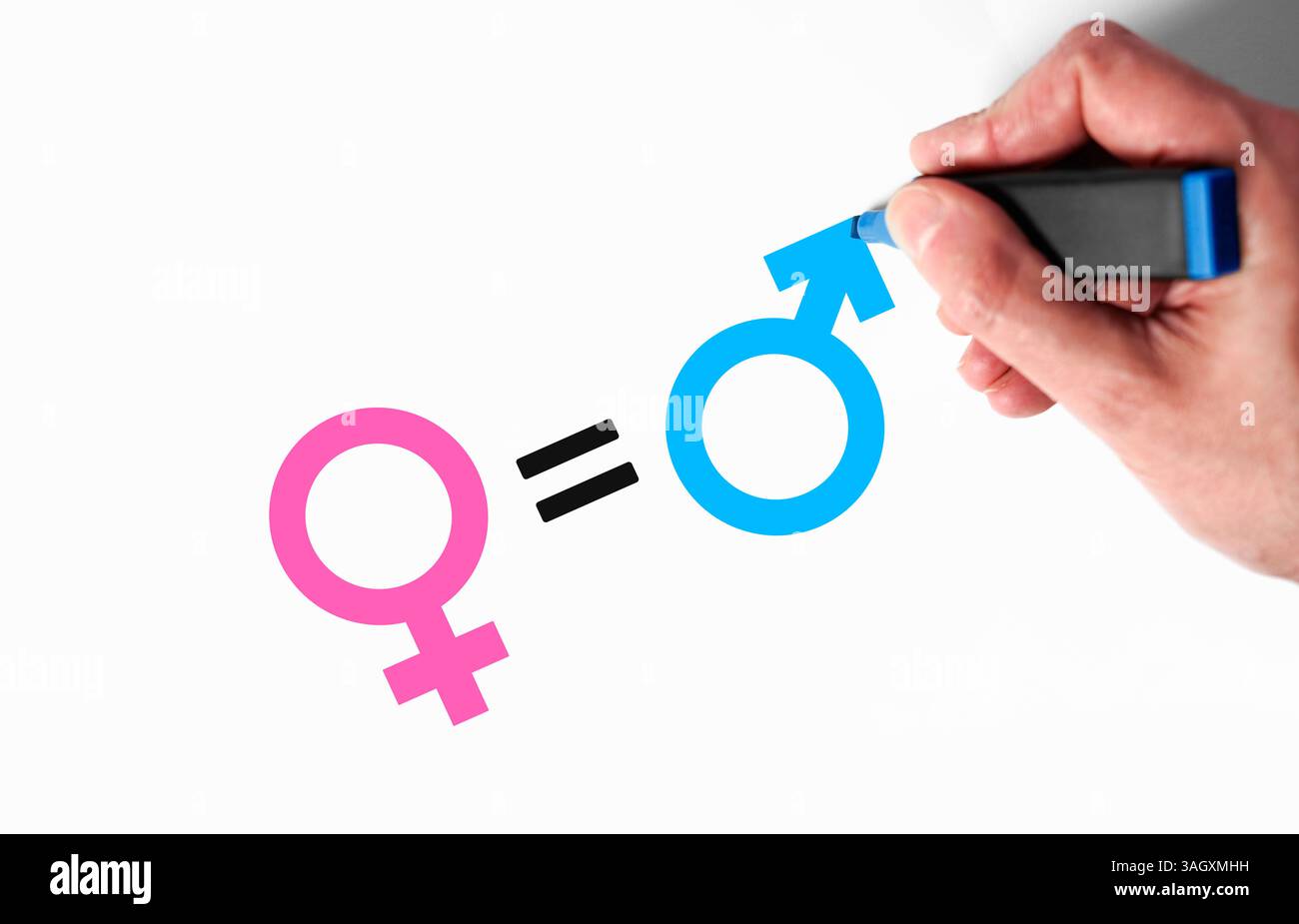 Gender equality and gender parity concept top view close up of a man ...