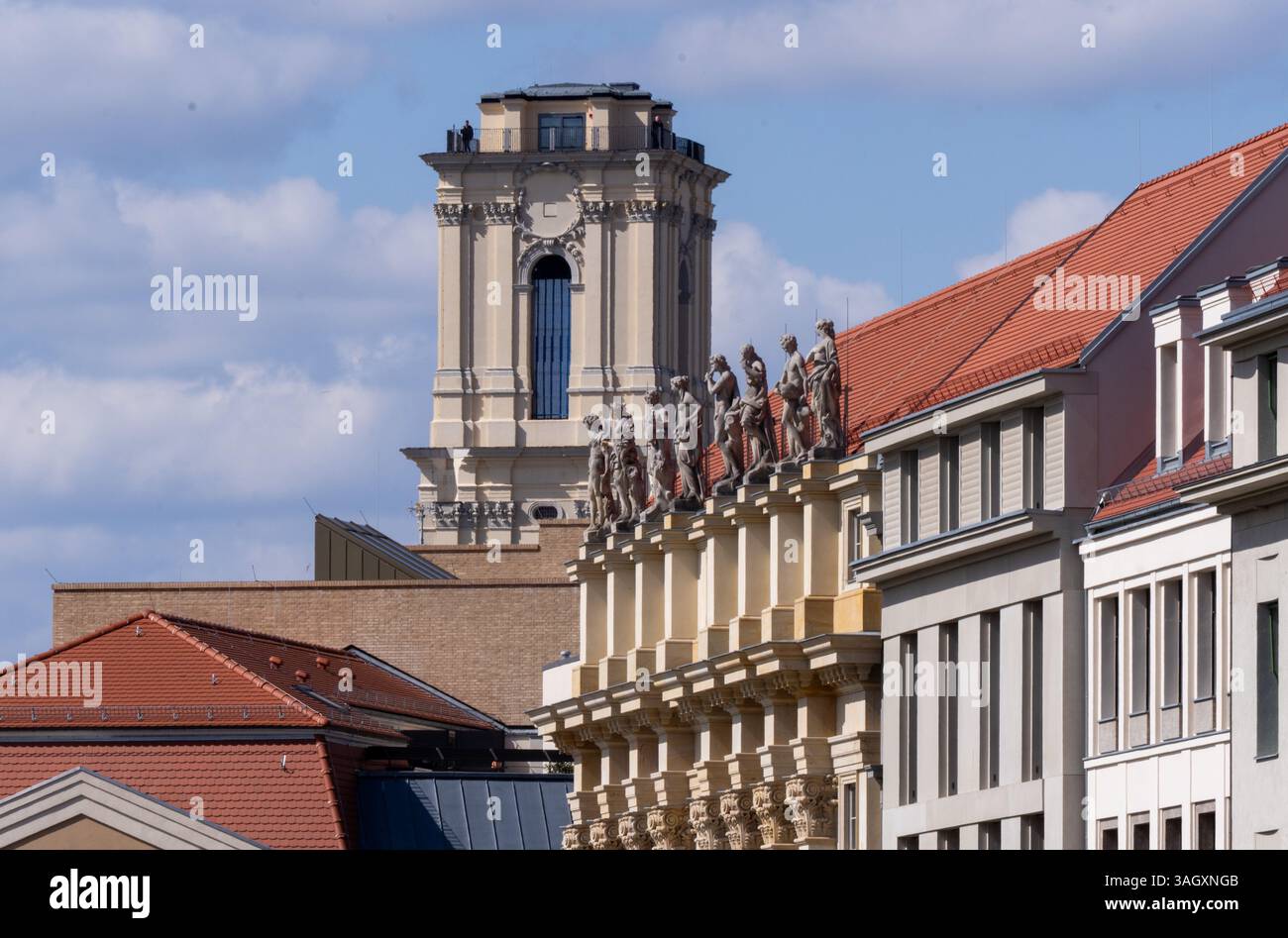 Potsdam, Germany. 09th Apr, 2025. The tower of the Garrison Church can ...