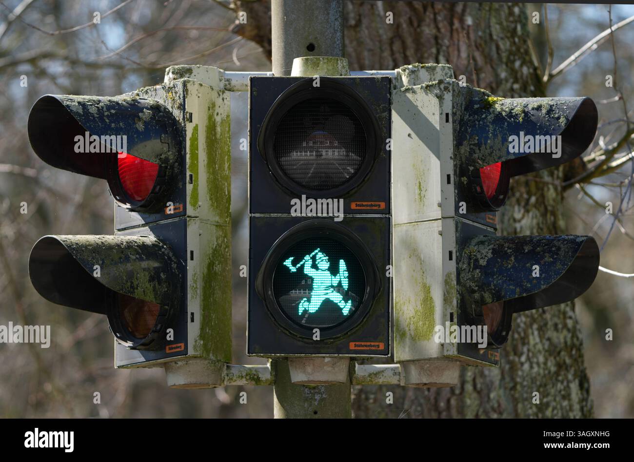 Busdorf, Germany. 08th Apr, 2025. A green Viking traffic light man ...