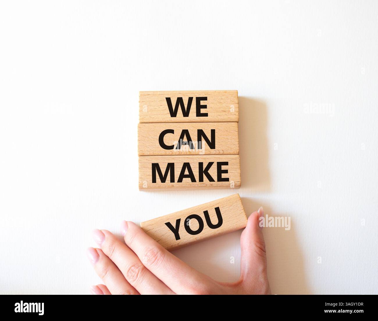 We can make you symbol. Concept words We can make you on wooden blocks ...