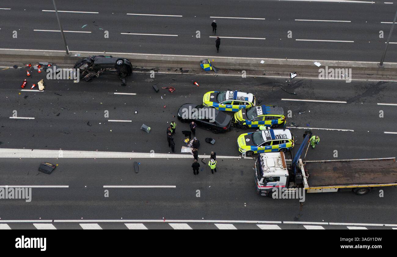 The scene on the A1, which has been shut in both directions on Tyneside ...