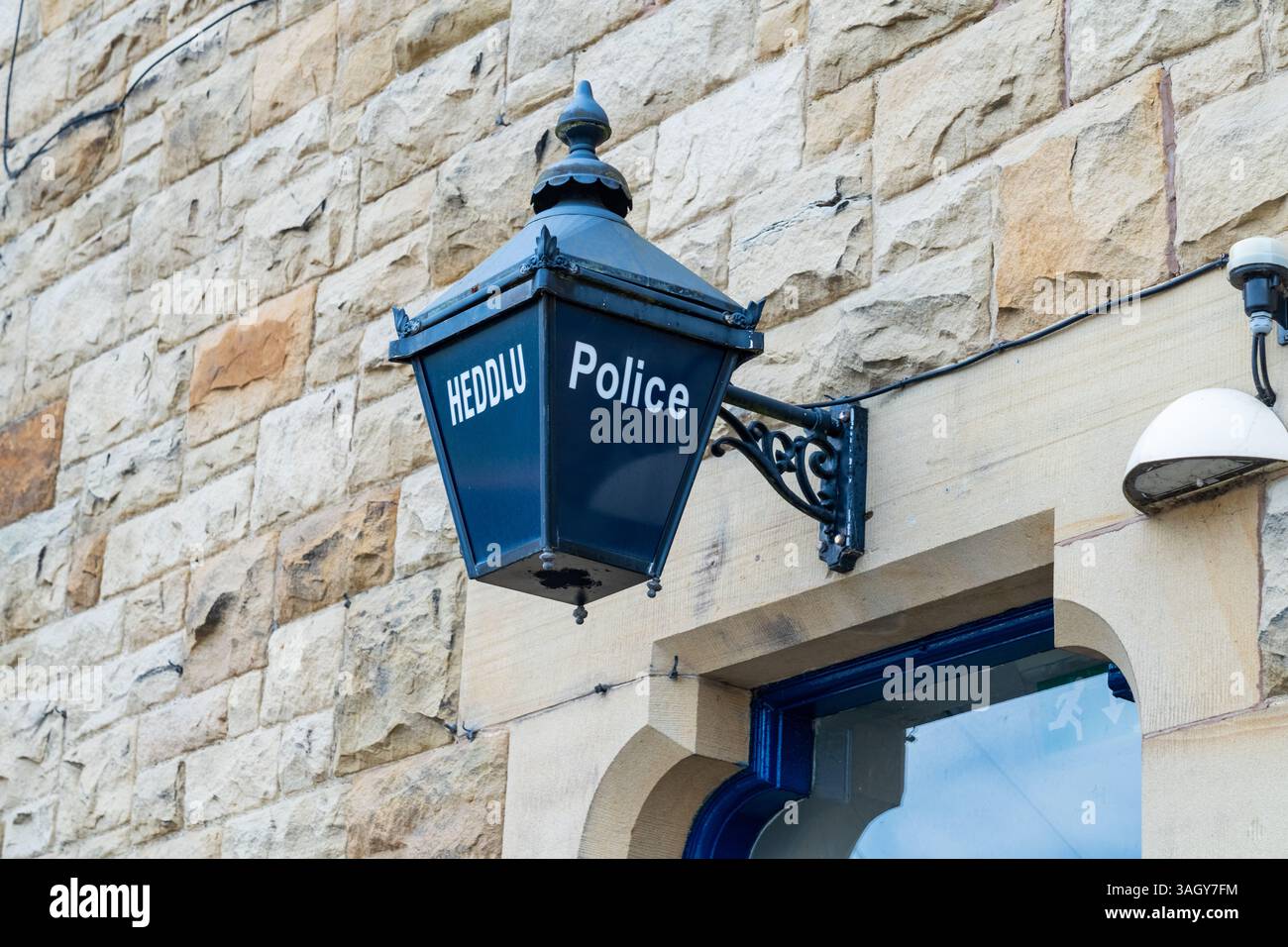 Old style Police Lantern sign outside of a police station in Wales, UK ...