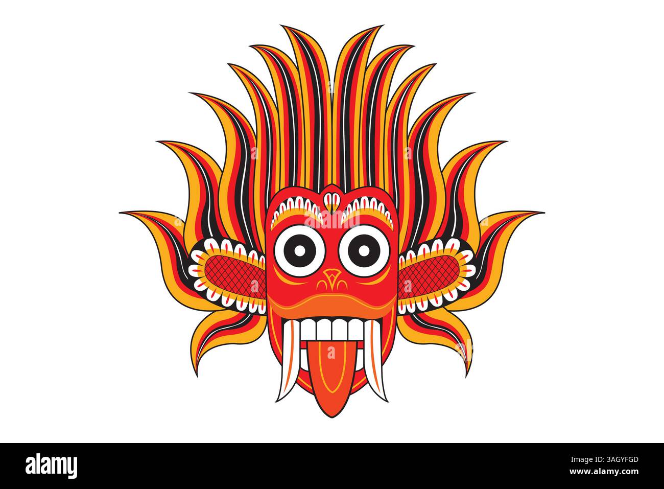 Sri Lankan Dancing Devil mask isolated on white background vector ...