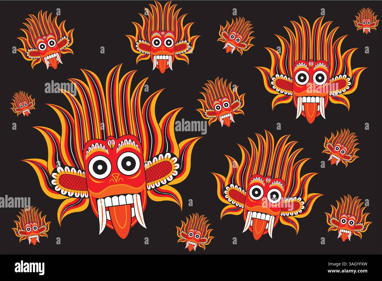 devil, monster mask of dancing in Sri Lanka abstract on black ...