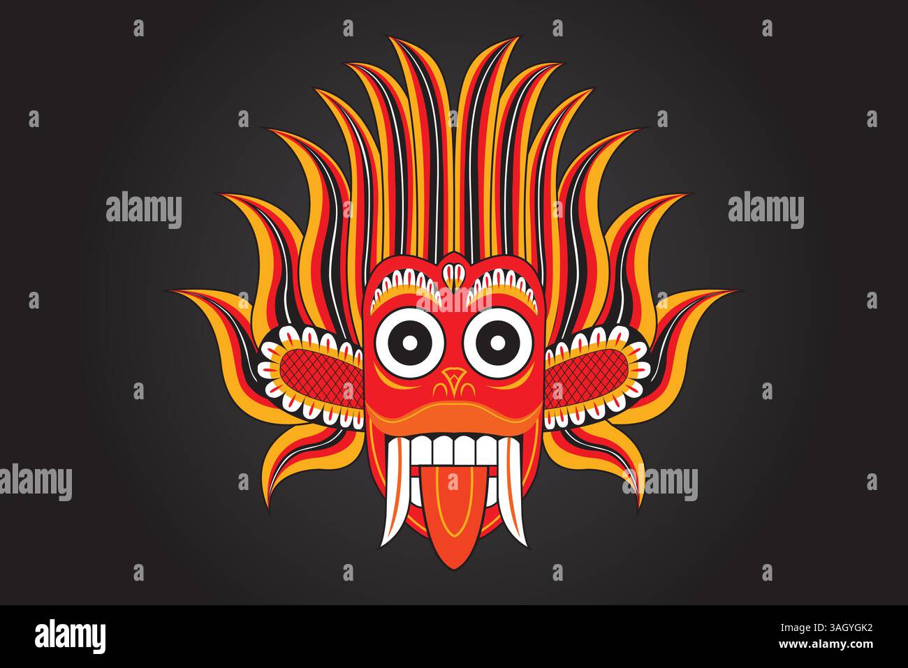 Sri Lankan Traditional devil mask of Dancing on black background Stock ...
