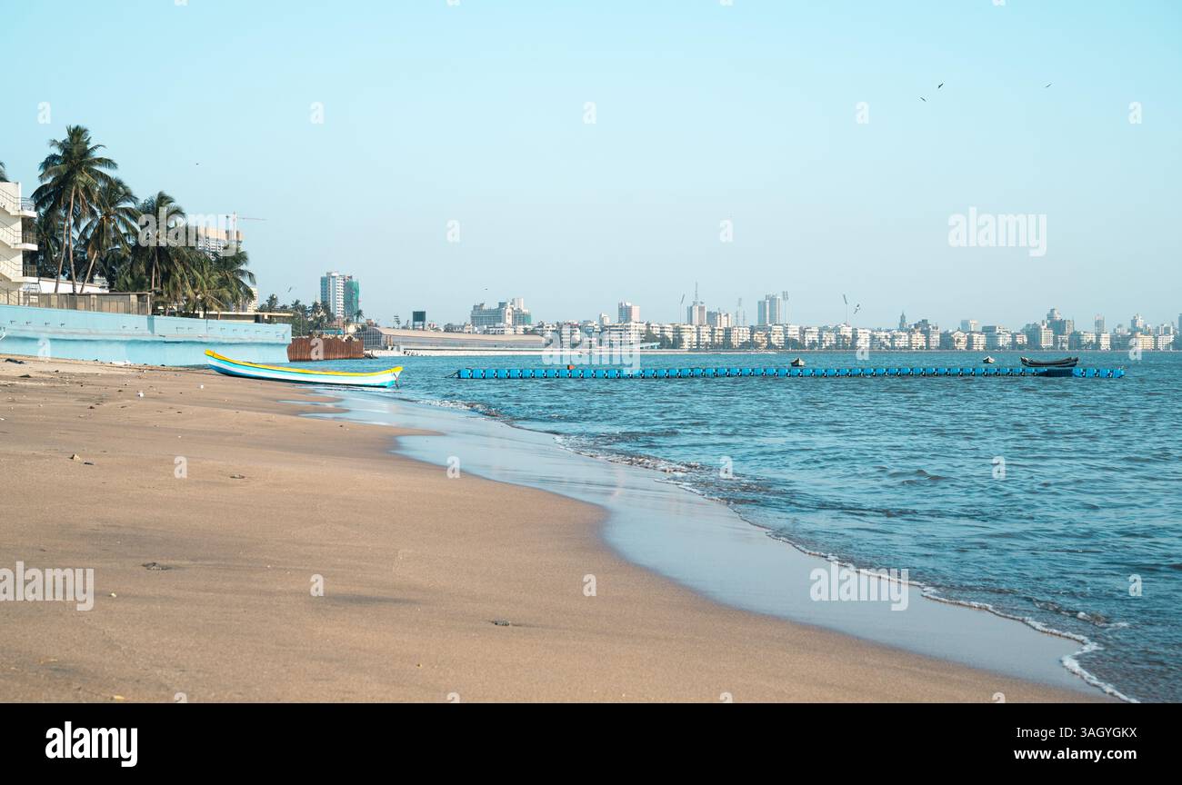 Juhu beach and skyline of Mumbai, India, travel destination in Asia ...