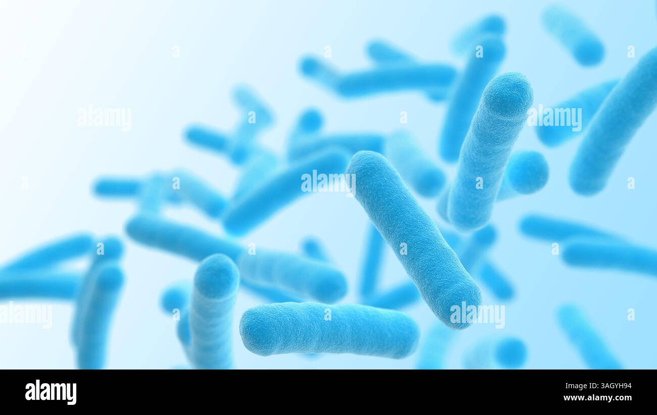 Probiotics. Blue color. 3d illustration Stock Photo - Alamy