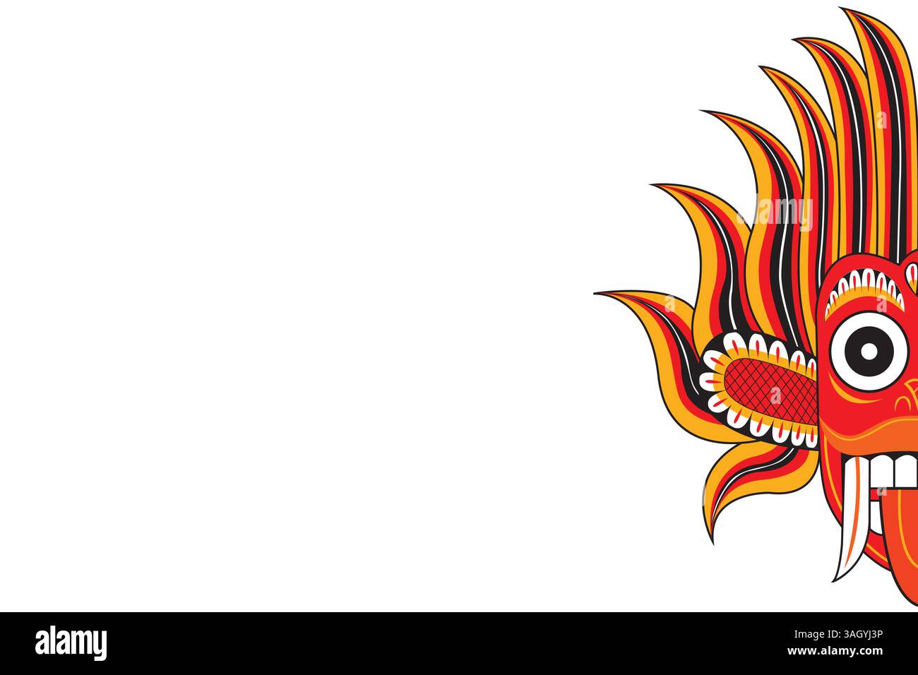 digital art drawing of dancing devil mask srilanka half on white ...