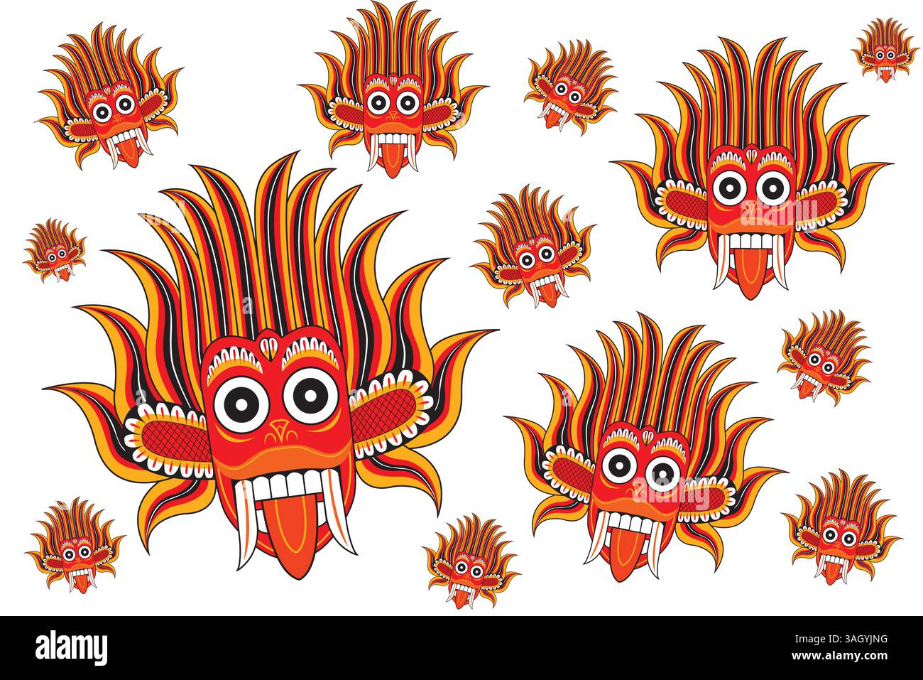 devil mask of dancing in Sri Lanka abstract background vector drawing ...