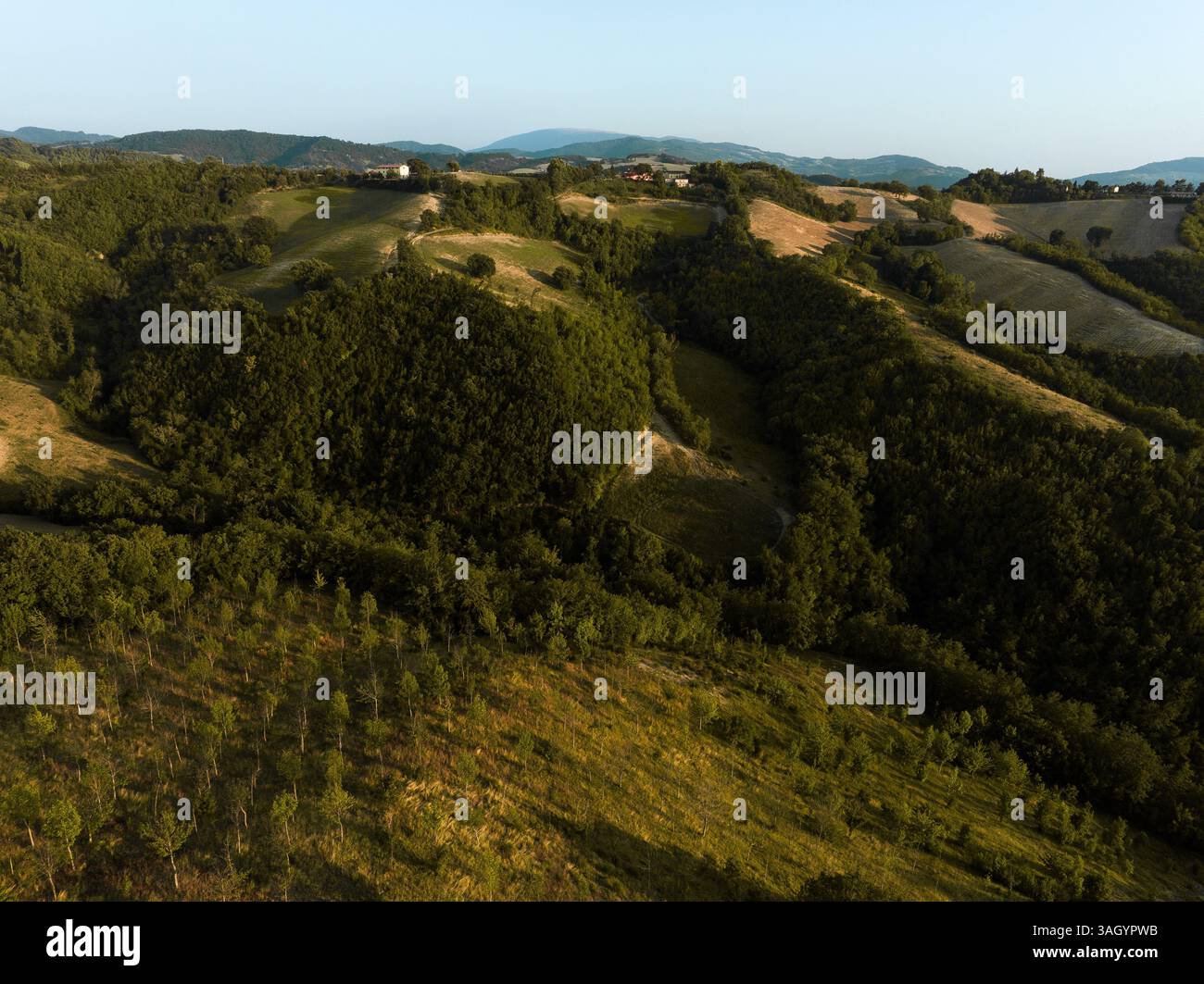 Aerial Drone View of the Idyllic Italian Countryside with Rolling Hills ...