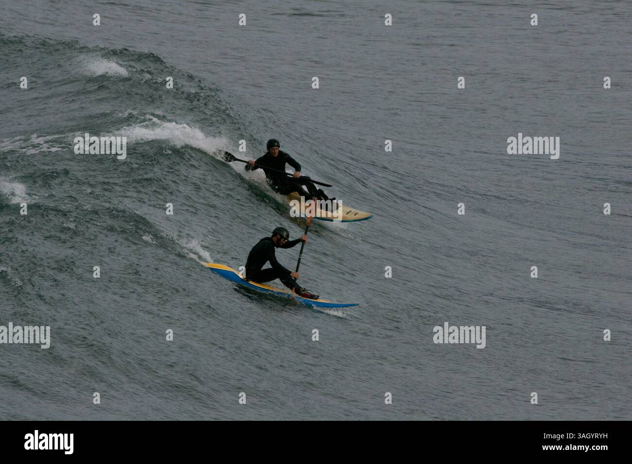 Kayakers JEFF LAXIER and GREG KNIGHT, on waveskis, takes over the surf ...