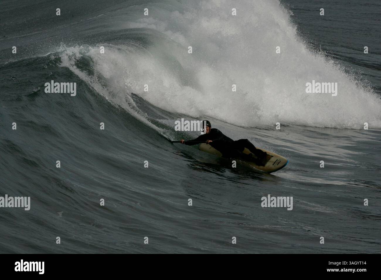 Kayaker GREG KNIGHT, on a waveski, takes over the surf break in Punta ...