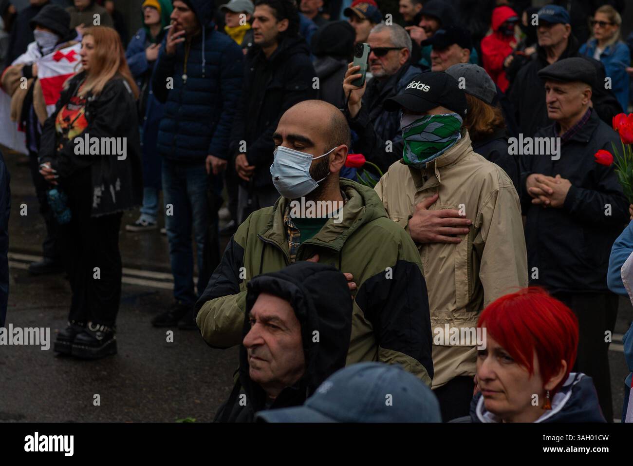 Tbilisi, Georgia, 09 April 2025. Commemorative ceremony for victims of ...