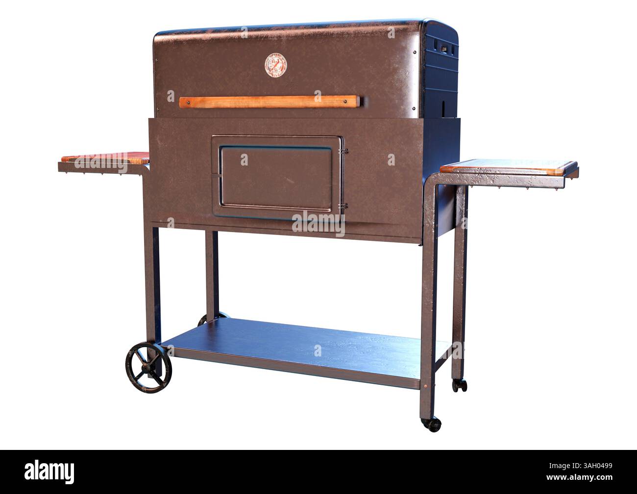 3D rendering of a square barbecue grill with a lid isolated on white ...