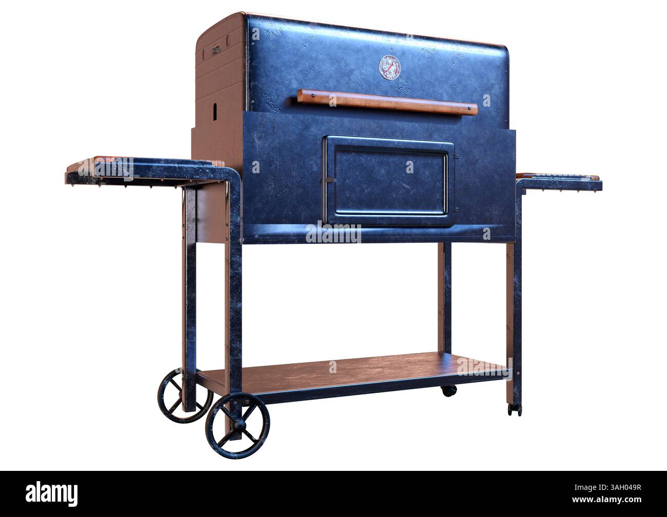 3D rendering of a square barbecue grill with a lid isolated on white ...