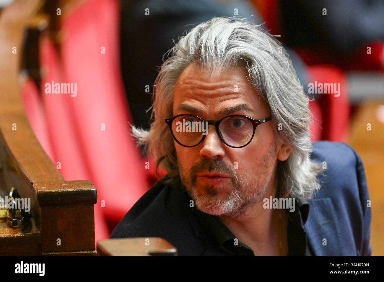 LFI-affiliated MP Aymeric Caron during Questions to the Government at ...