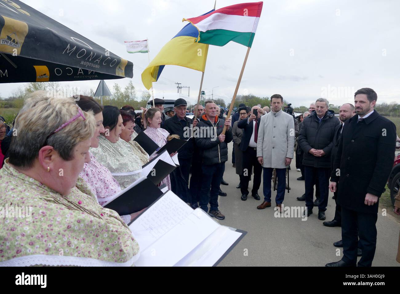 Hungarian Deputy Minister of Foreign Affairs and Trade Levent Magyar (R ...