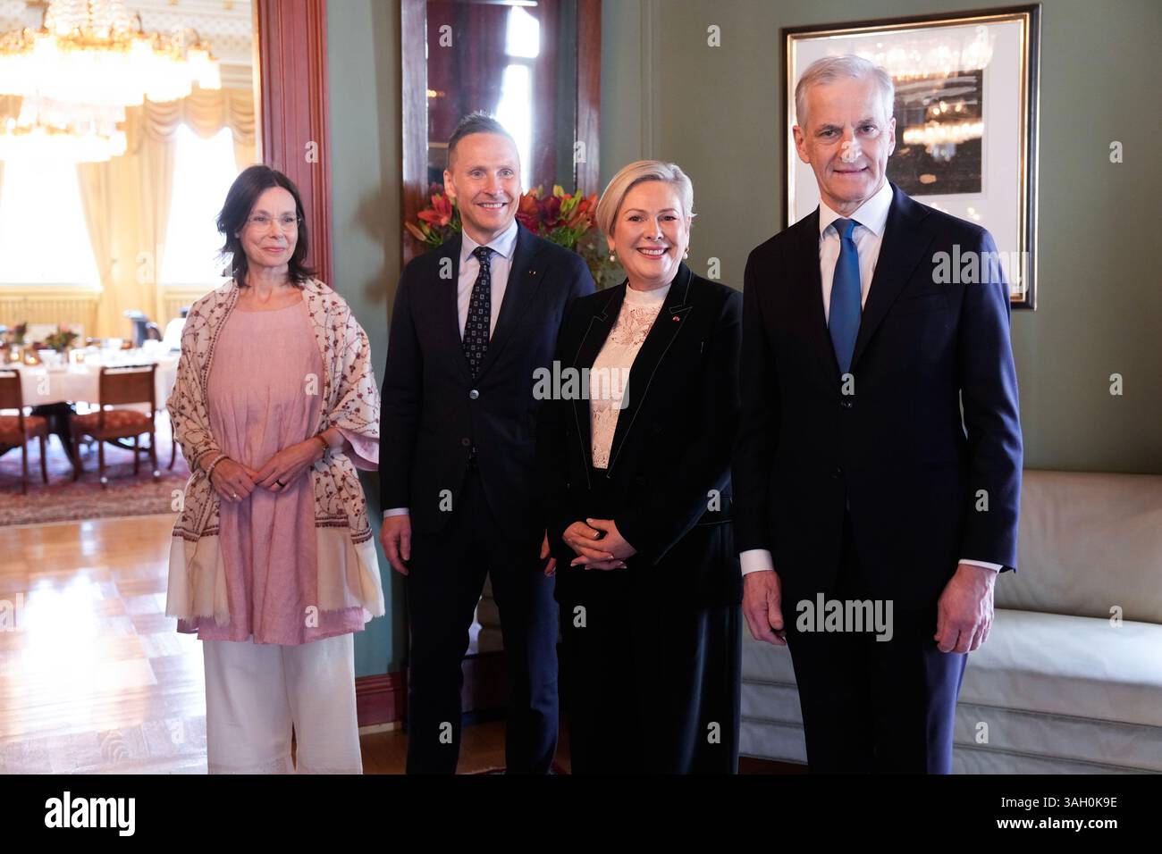Oslo 20250409. Prime Minister Jonas Gahr Støre (Ap) right, Marit ...