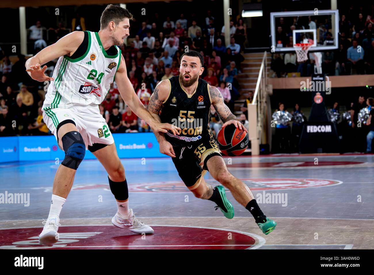 Monaco, Monaco. 03rd Apr, 2025. #24 Tibor Pleiss of Panathinaikos BC ...
