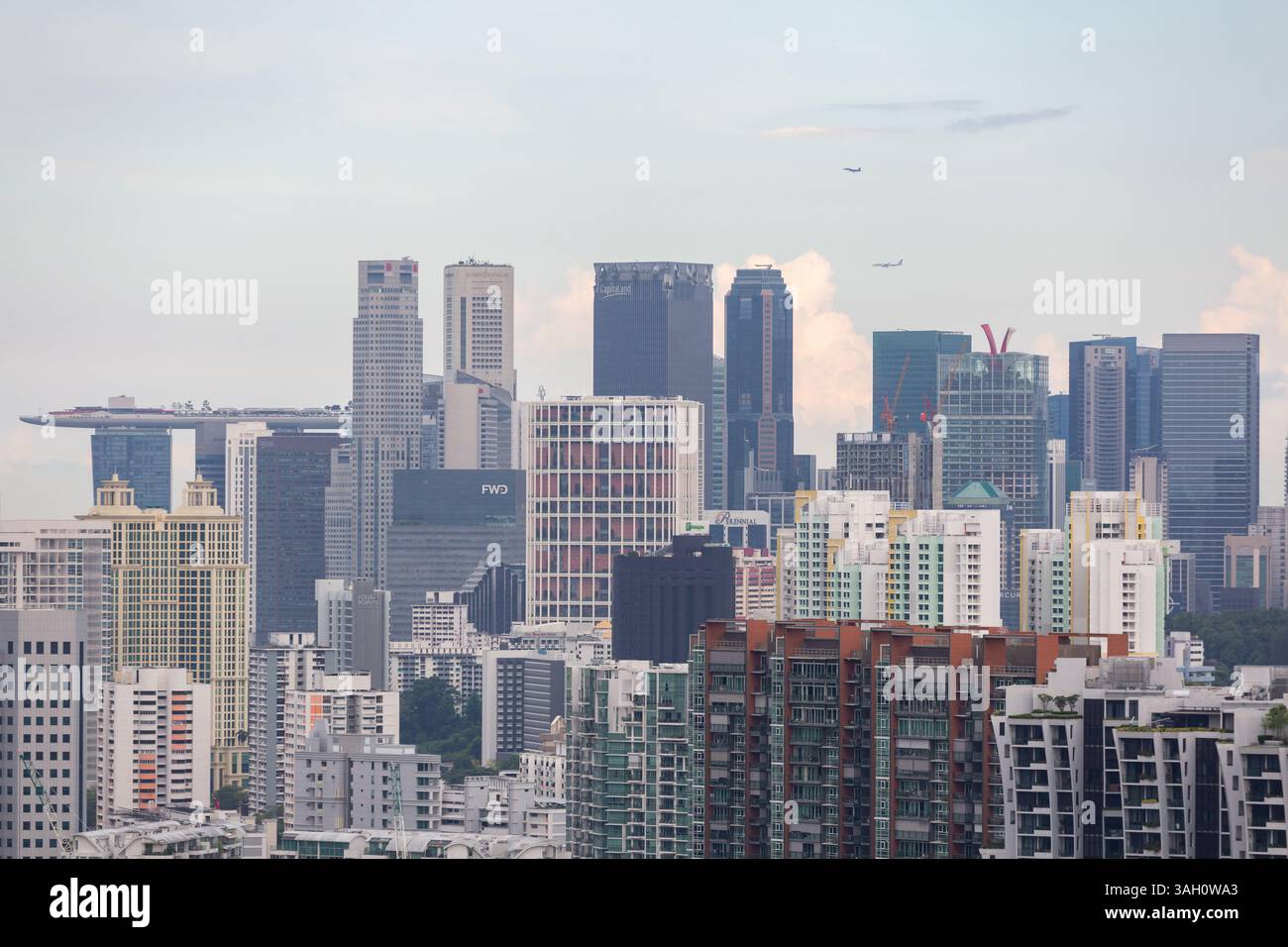 An Air Force fighter jet and Singapore airlines plane spotted on sky in different elevation ...