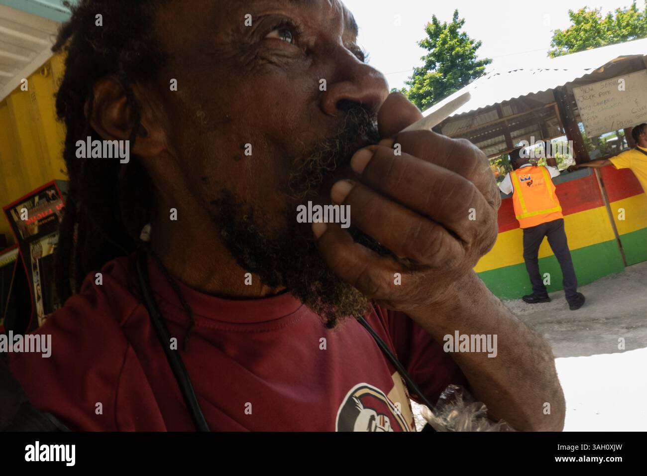 April 8, 2025, Westmoreland, Jamaica: A local Rastaman in Roaring River ...