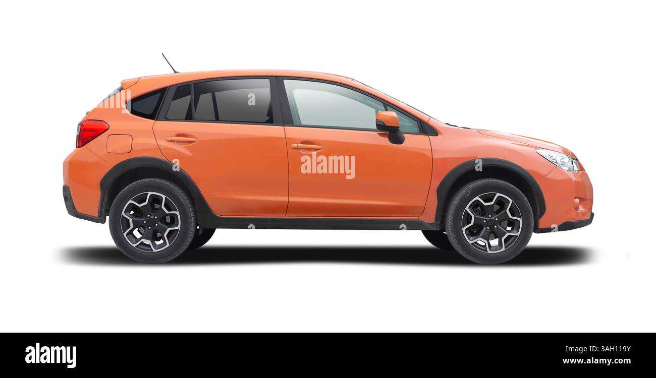 Subaru Crosstrek SUV car side view isolated on white background Stock ...