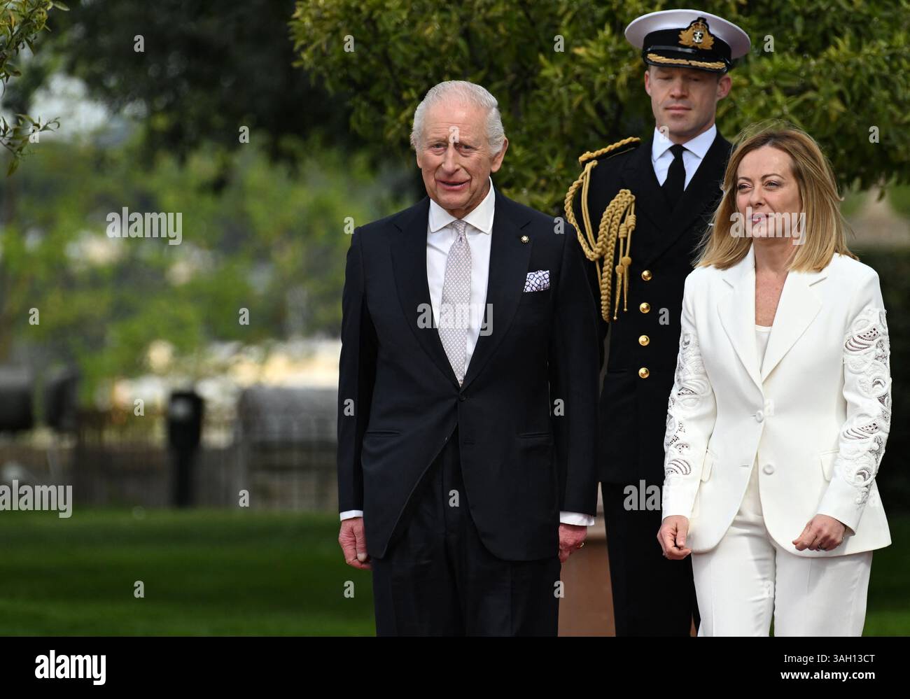 Rome, Italy. 09th Apr, 2025. King Charles III is received by Italian ...