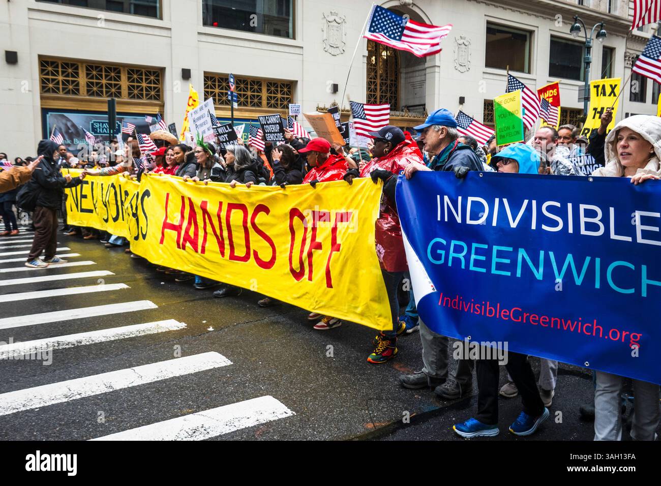 "Hands Off" Protest marchers participate in a Demonstration in Midtown ...