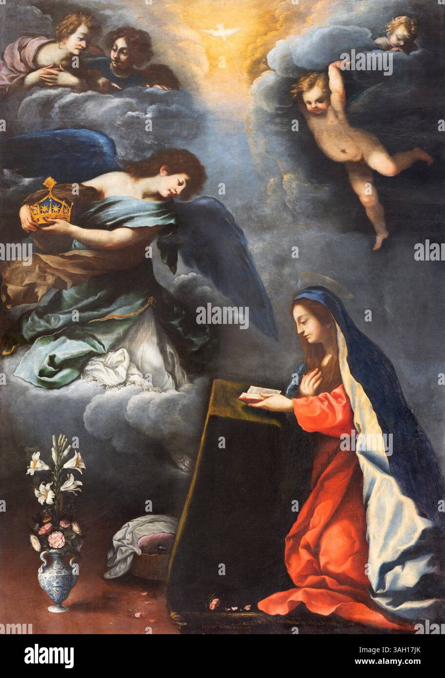 FLORENCE, ITALY - MARCH 20, 2025: The baroque painting of Annunciation ...