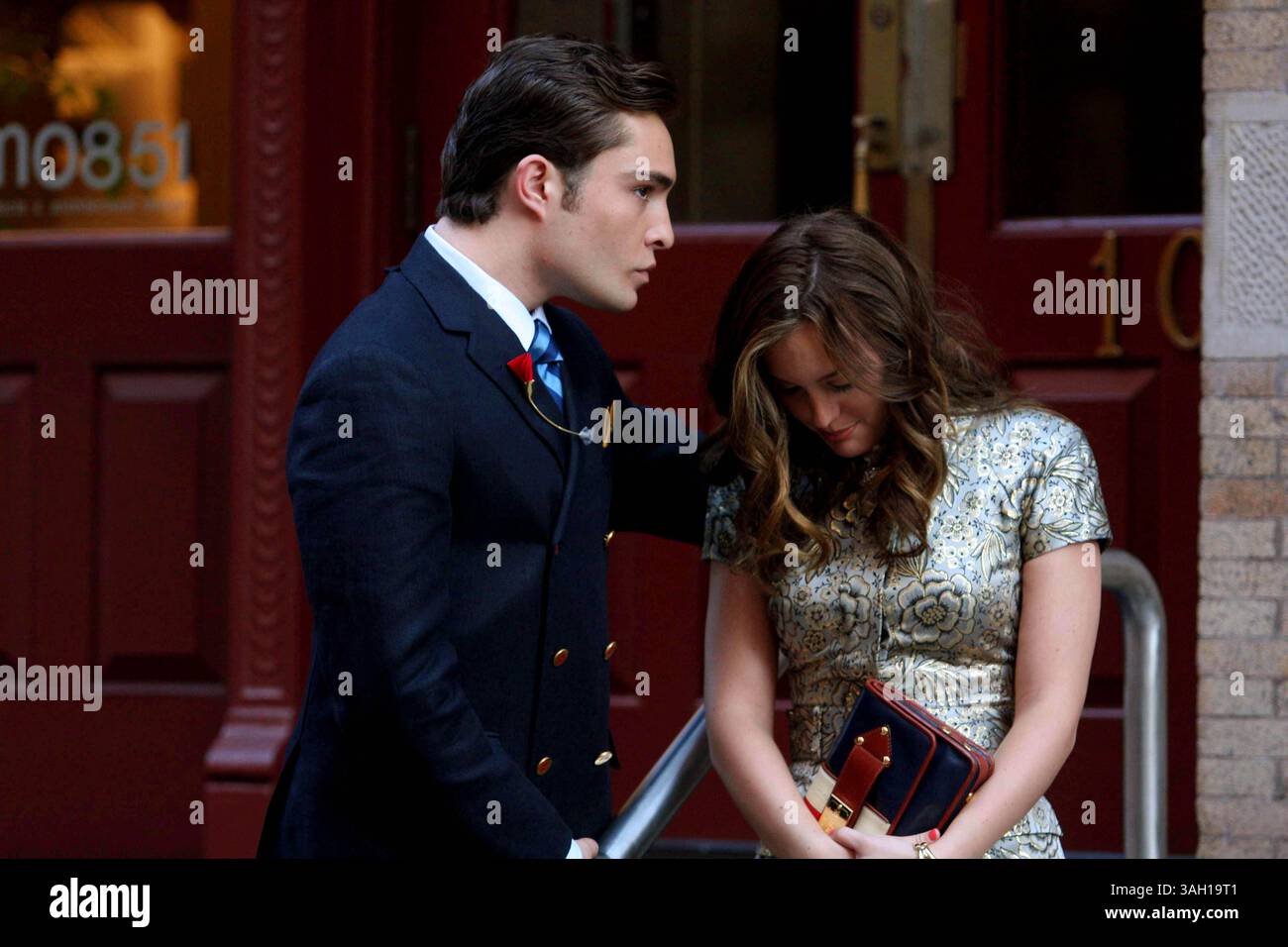 LEIGHTON MEESTER,ED WESTWICK.on the set of ''Gossip Girl'' .filming in ...