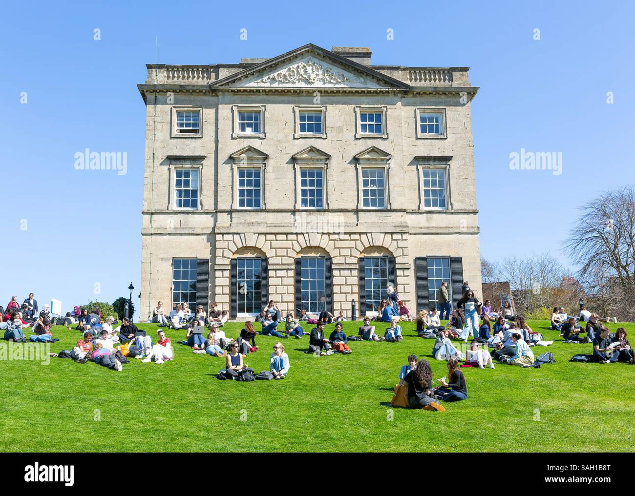 Students on lawn sunbathing, Royal Fort House architect James Bridges ...