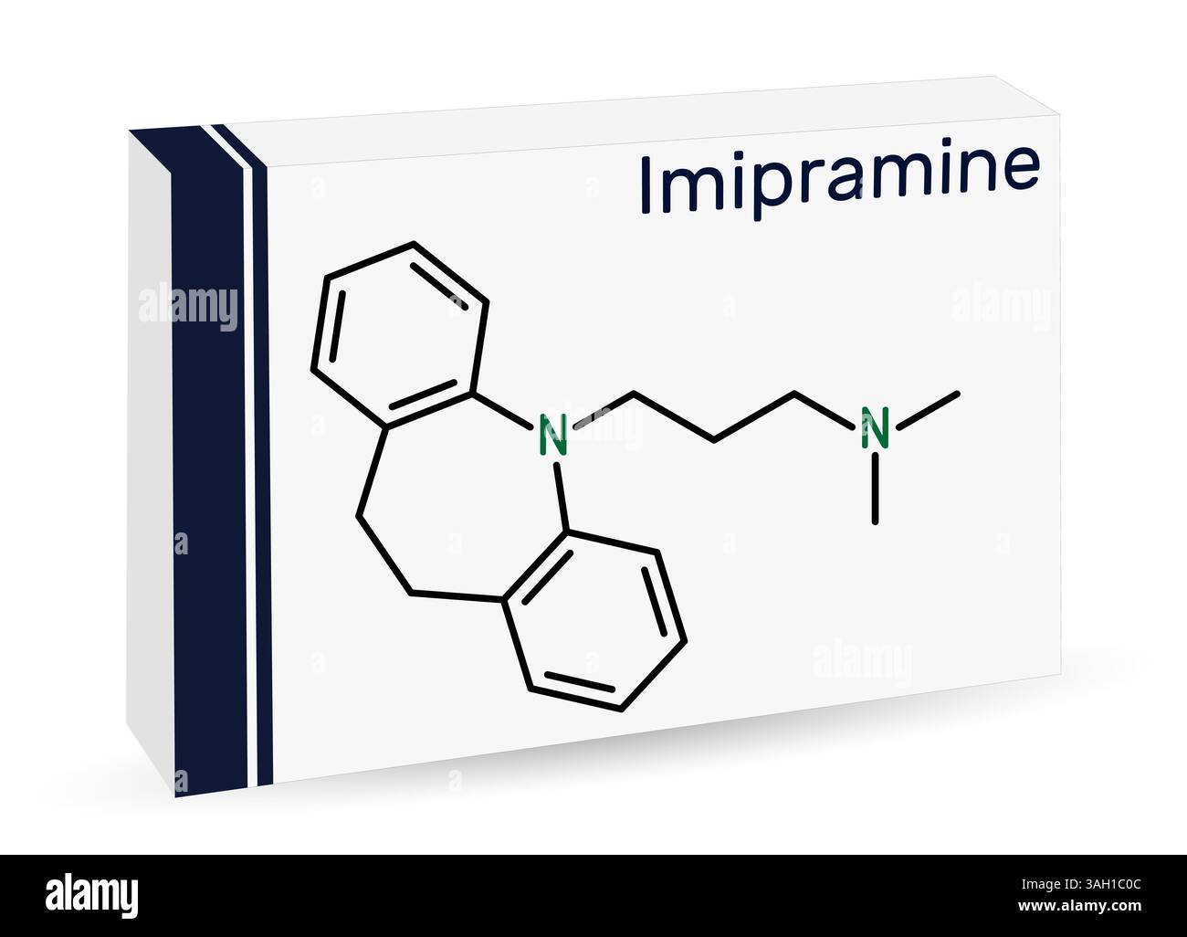 Imipramine molecule. Tricyclic antidepressant, TCA for treating ...