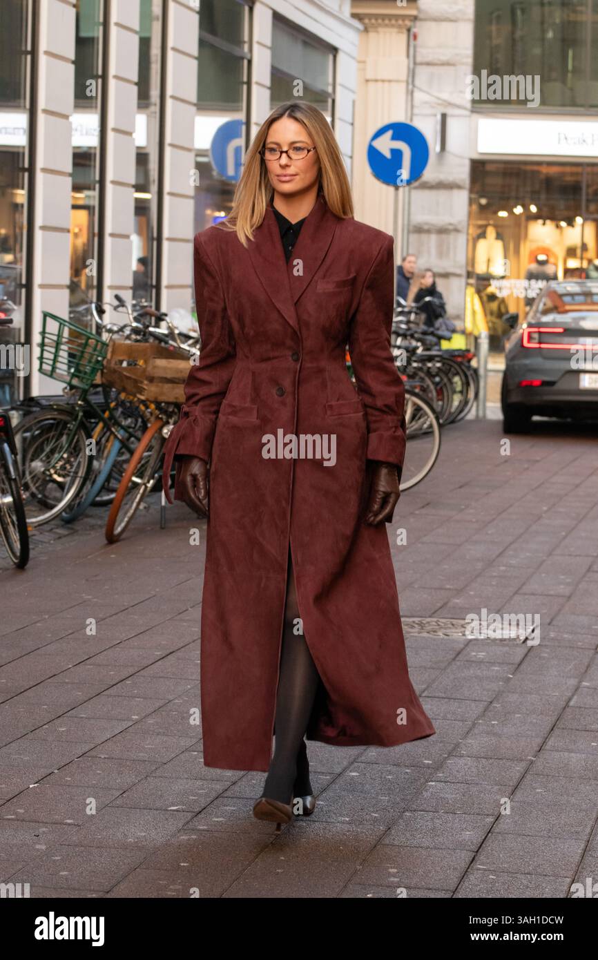 Mathilde Goehler arriving at Copenhagen Fashionweek 2025 wearing a ...