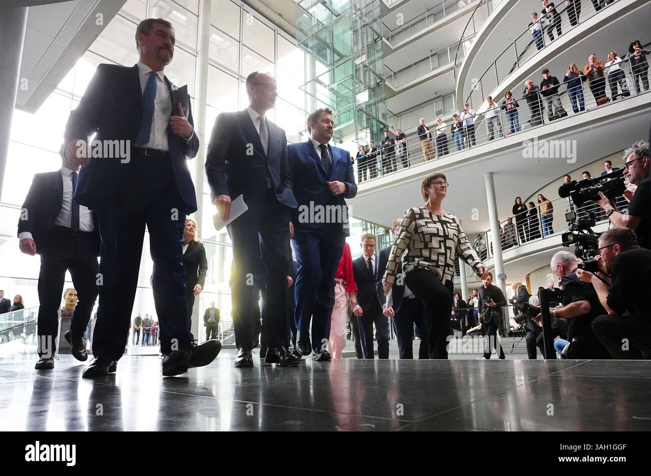 Berlin, Germany. 09th Apr, 2025. Markus Söder (l-r), Minister President ...