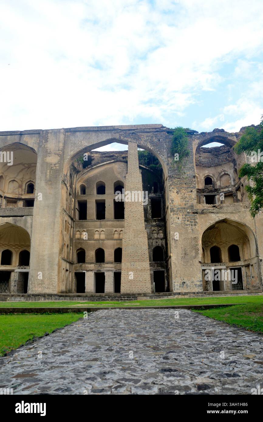 Outer view of the Farah Bagh, also known as Faria Bagh, is a palace ...