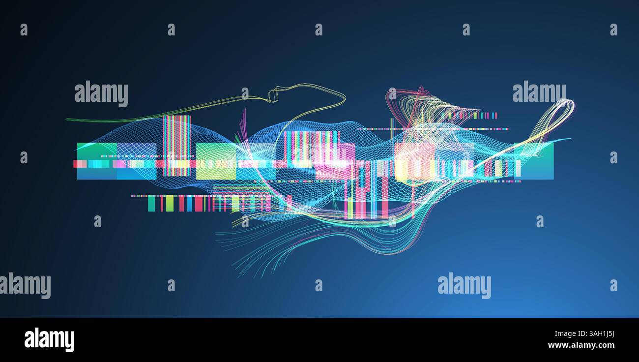 Abstract Data Waveform Background With Dynamic Lines Grids And Color
