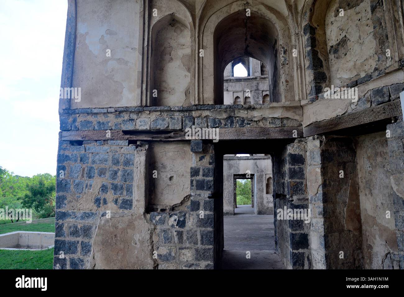Outer view of the Farah Bagh, also known as Faria Bagh, is a palace ...
