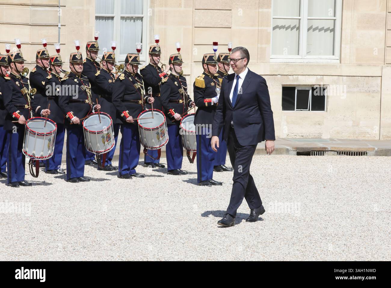 Paris, France on 9 April, 2025, French President Emmanuel Macron and ...